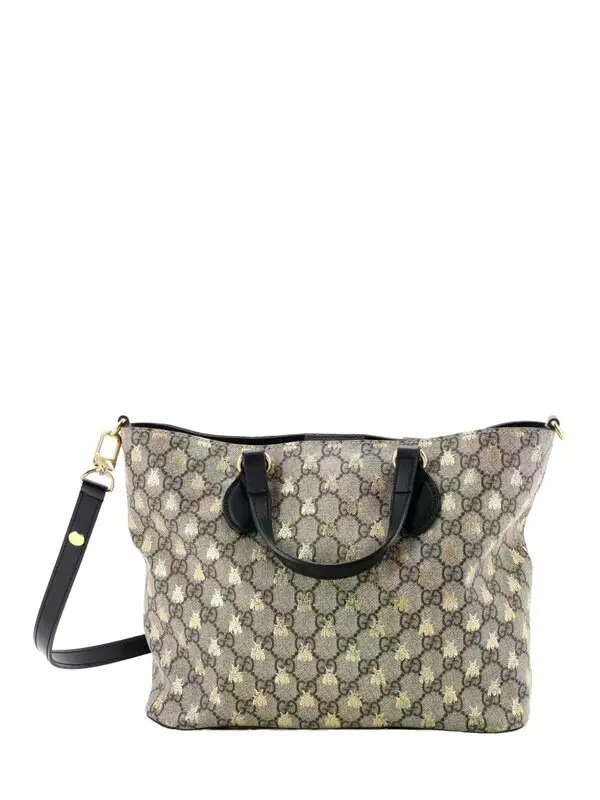 Gucci Convertible Soft Printed Gg Coated Canvas Small Tote Bag - Black