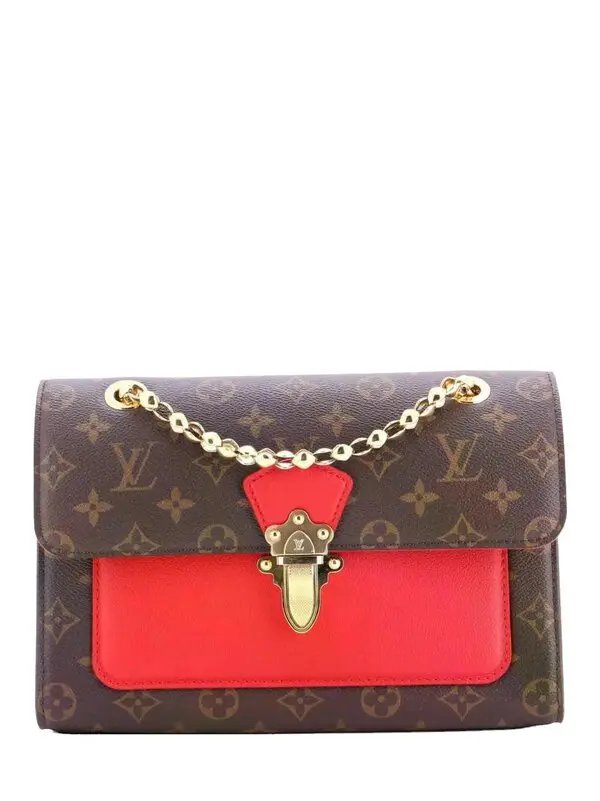 LOUIS VUITTON Victoire Handbag Monogram Canvas And Leather Shoulder Bag - Red