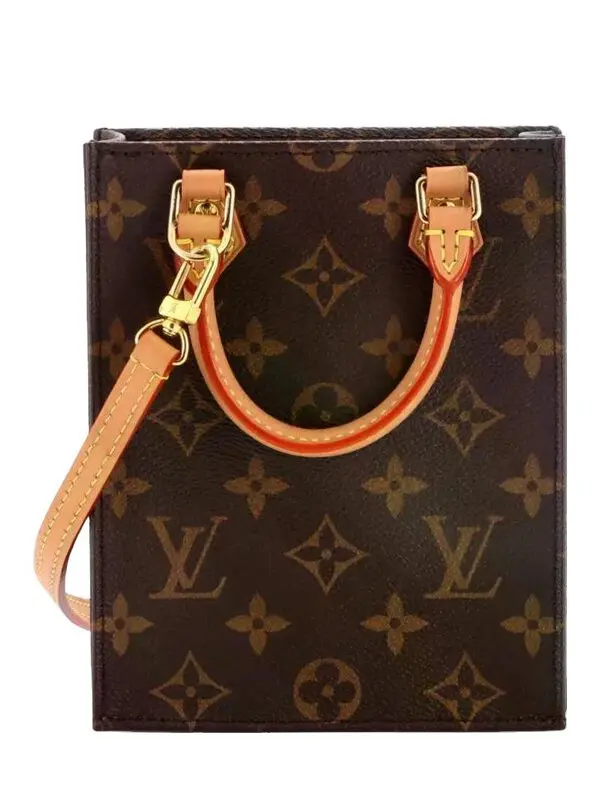 LOUIS VUITTON Petit Sac Plat Monogram Canvas Crossbody Bag - Brown