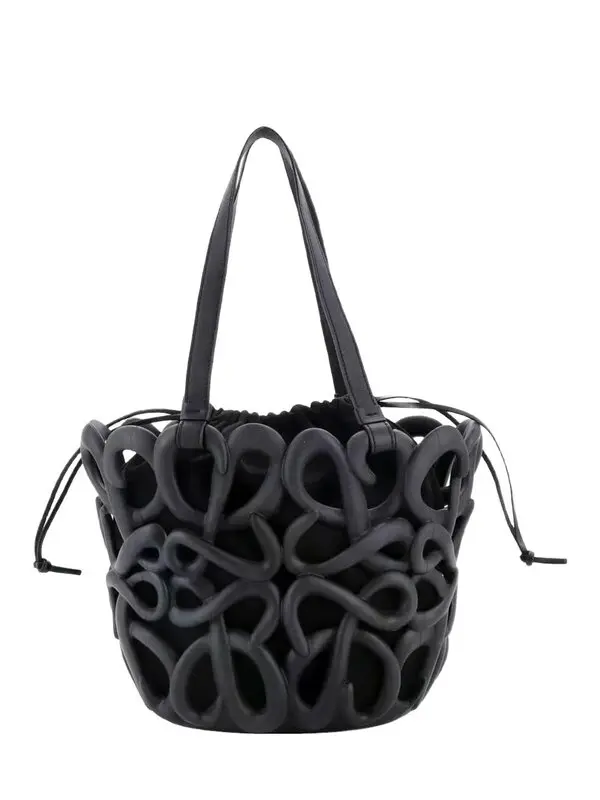 Loewe Inflated Anagram Cut Out Basket Small Tote Bag - Black