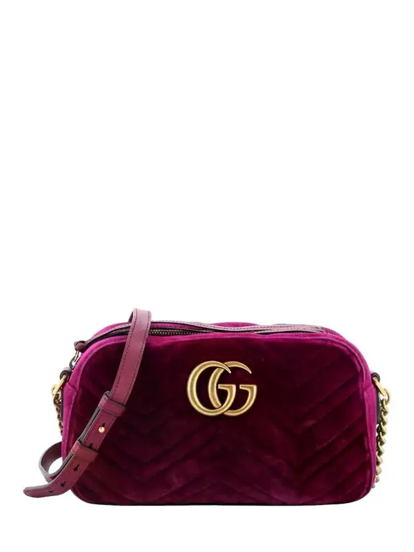 Gucci Gg Marmont Small Velvet Shoulder Bag - Purple