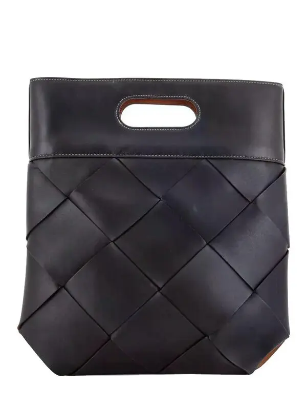 Bottega Veneta Slip Maxi Intrecciato Leather Small Tote Bag - Black