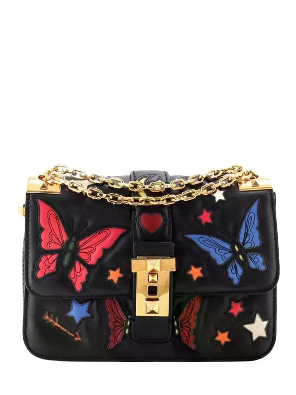 Valentino Garavani B-rockstud Butterfly Applique Leather Shoulder Bag - Black
