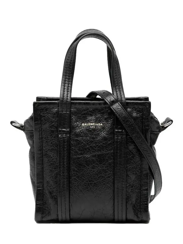 Balenciaga 2018 Lambskin Bazar Shopper Xxs - Black