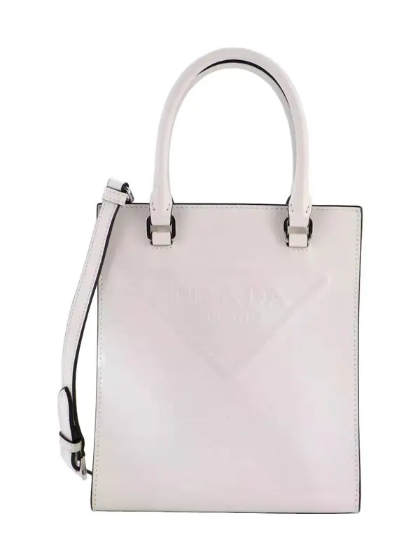 Prada Logo Drill Mini Tote - White