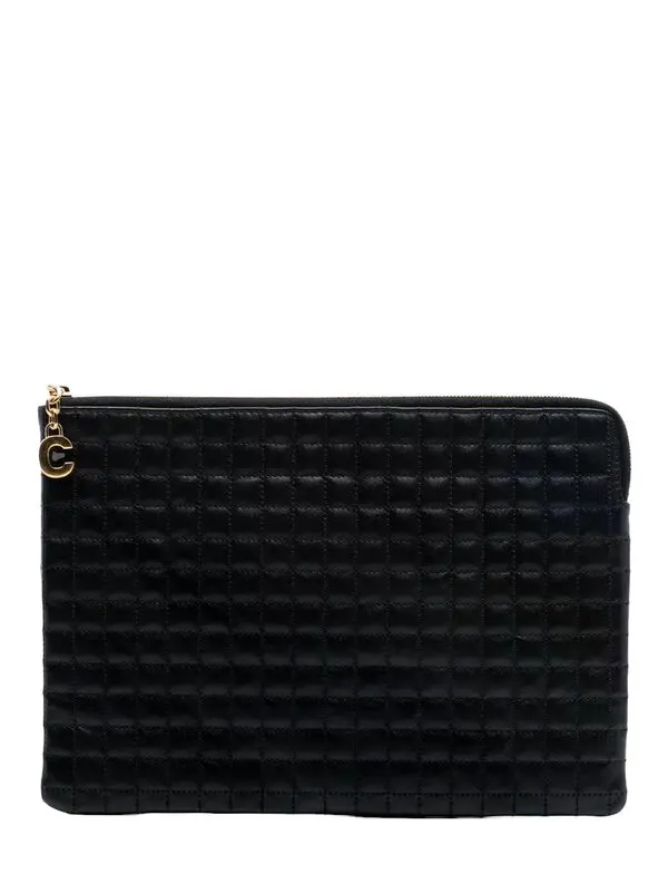 Celine 2018 Quilted Calfskin C Charm Pouch - Black