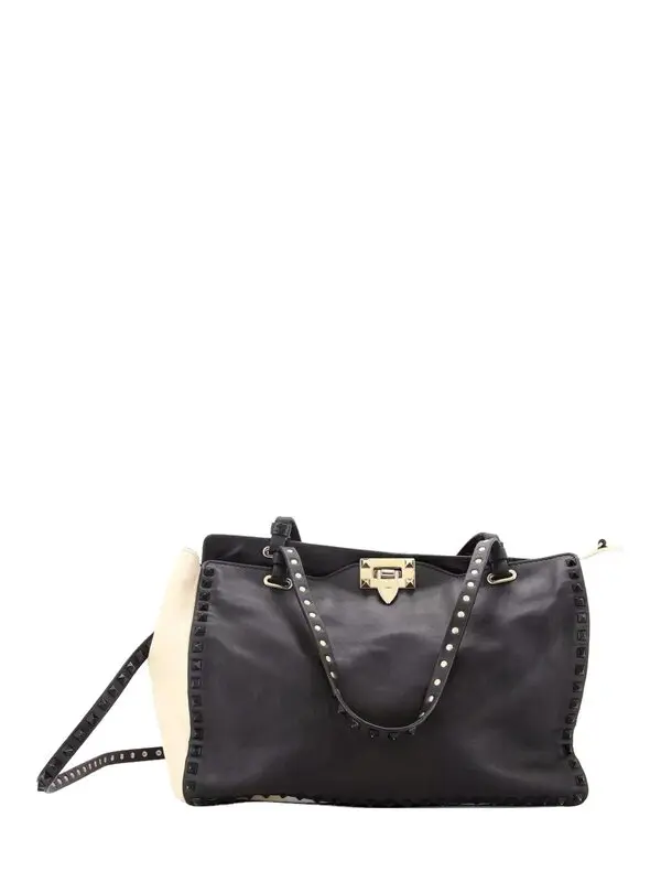 Valentino Garavani Rockstud Soft Leather Medium Tote Bag - Black