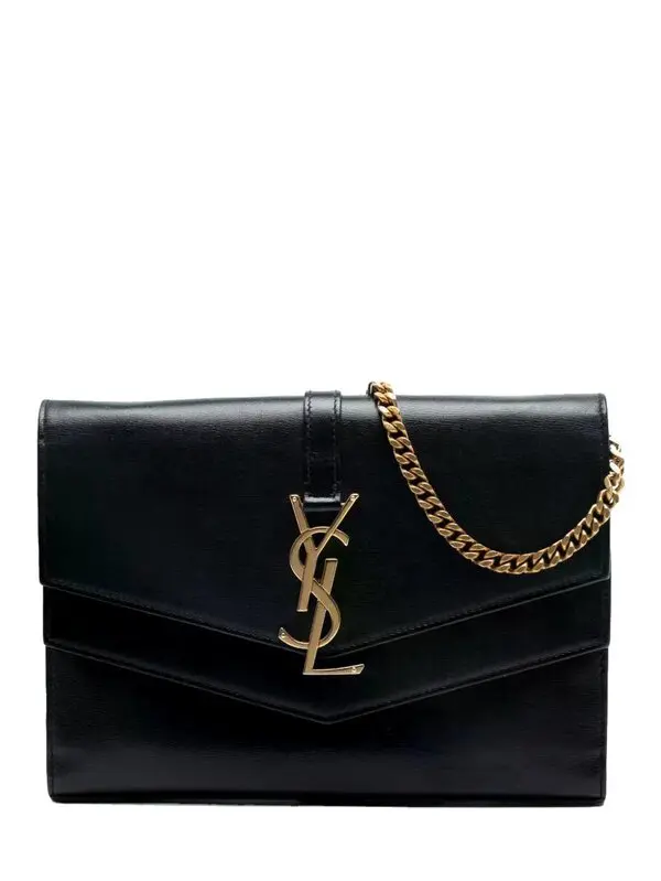 Saint Laurent 2018 Leather Monogram Sulpice Wallet On Chain - Black