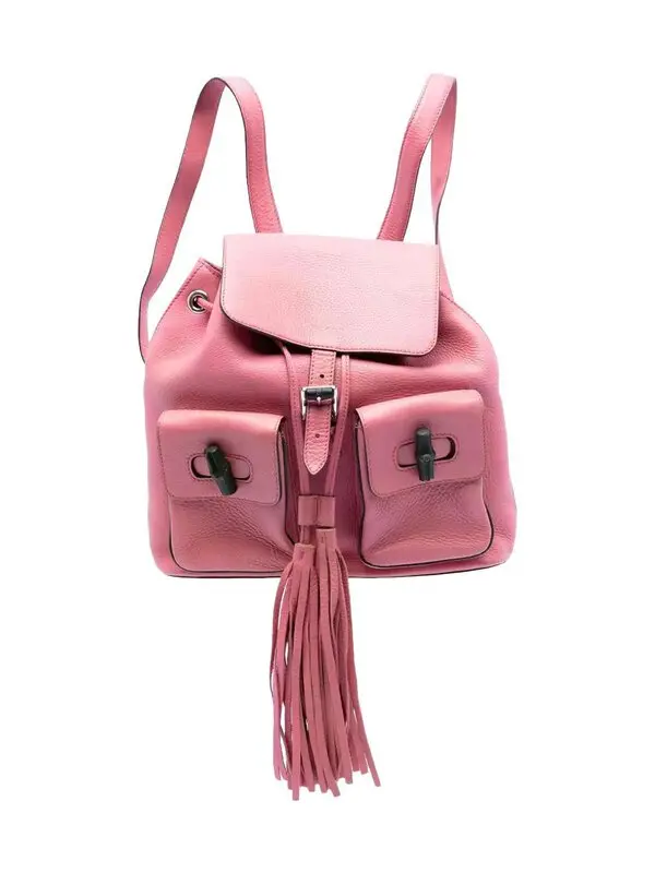 Gucci Leather Bamboo Tassel Backpack - Pink