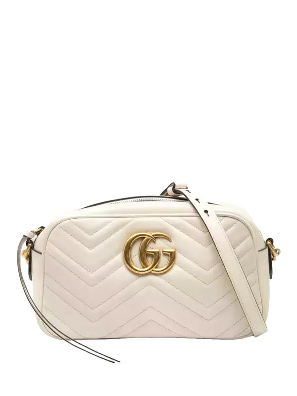 Gucci Small Gg Marmont Matelasse Leather Crossbody Bag - White