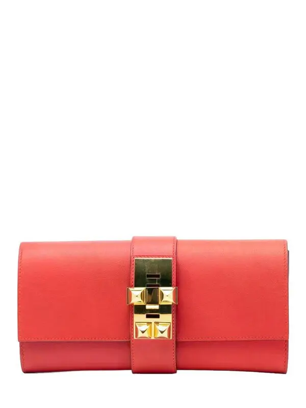 Hermès 2017 Tadelakt Medor 23 Clutch - Red