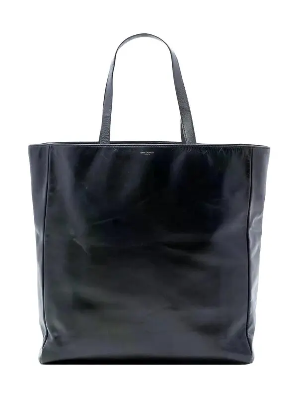 Saint Laurent Leather Reversible North South Shopper Tote Bag 2017-2018 - Black