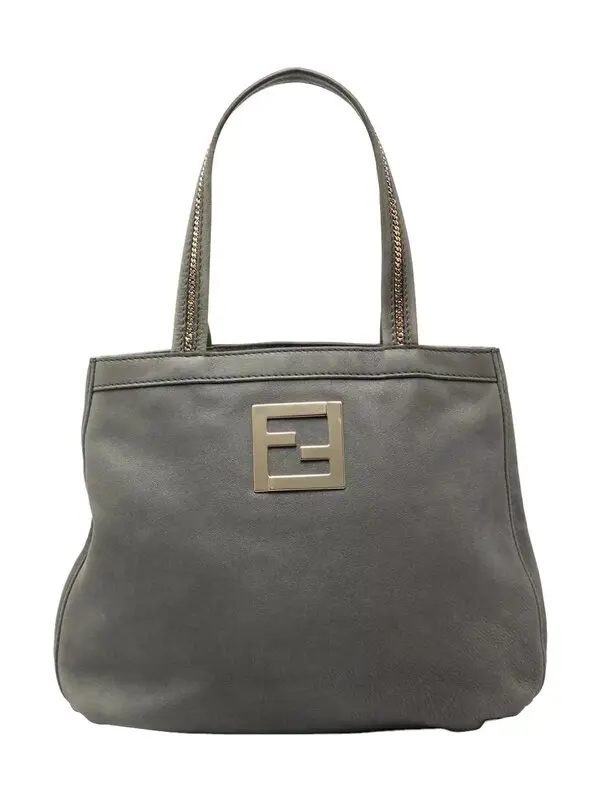 Fendi 2010-2026 Nubuck Ff Chains Tote Bag - Grey