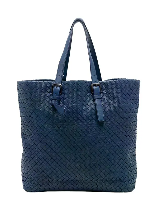 Bottega Veneta 2011 Nappa Intrecciato Belt Strap Tote Bag - Blue