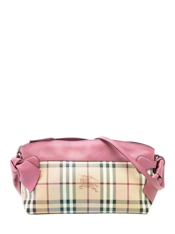 Burberry Haymarket Check Coated Canvas Bow Tie Crossbody Bag - Pink
