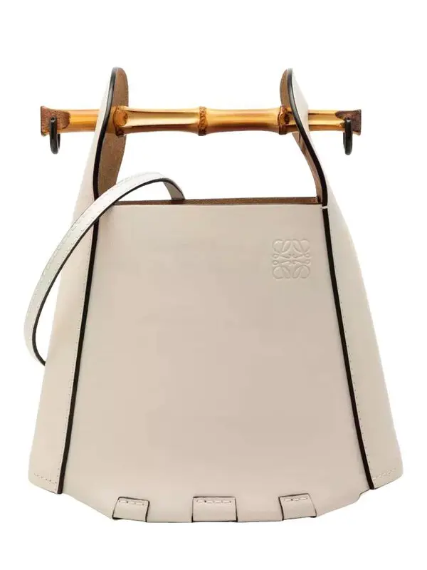 Loewe Calfskin Bamboo Bucket Bag - White