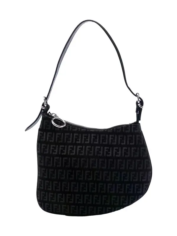 Fendi 2000-2010 Zucchino Canvas Oyster Shoulder Bag - Black