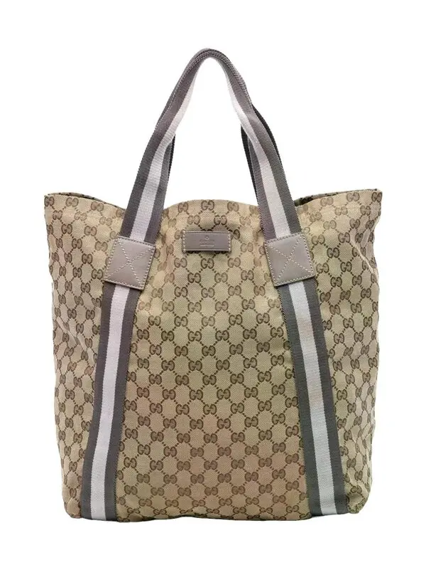 Gucci Gg Canvas Web Tote Bag - Brown