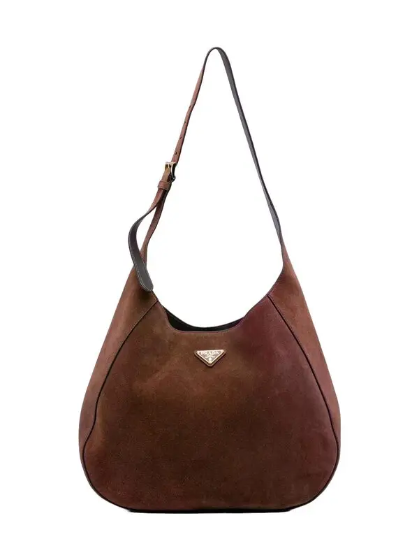 Prada 2013-2025 Large Suede Shoulder Bag - Brown