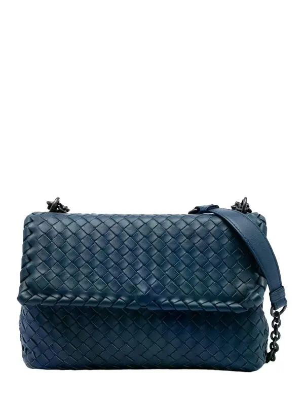 Bottega Veneta Small Nappa Intrecciato Olimpia Crossbody Bag - Blue