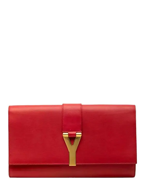 Saint Laurent 2013-2026 Leather Chyc Ligne Clutch Bag - Red