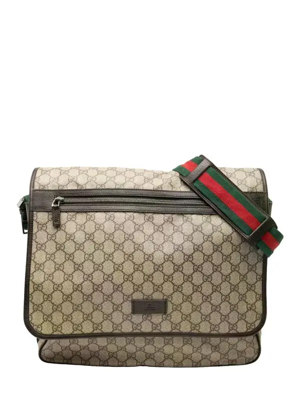 Gucci Gg Supreme Web Crossbody Bag - Brown