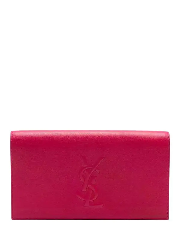 Saint Laurent 2014 Large Leather Monogram Belle De Jour Clutch - Pink
