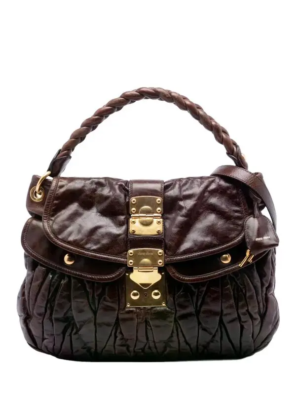 Miu Miu Matelasse Nappa Coffer Hobo Satchel - Brown