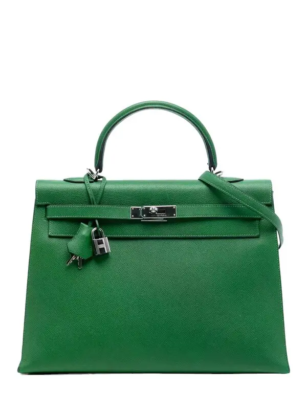 Hermès 2010 Epsom Kelly Ii Sellier 35 Satchel - Green