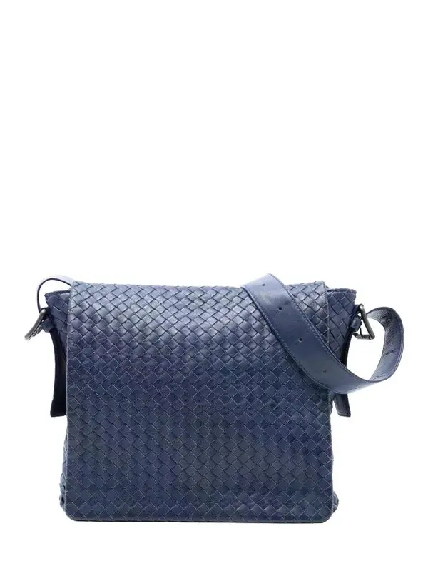 Bottega Veneta 2011 Nappa Intrecciato Flap Crossbody Bag - Blue