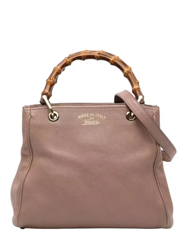 Gucci Small Calfskin Bamboo Shopper Satchel - Brown