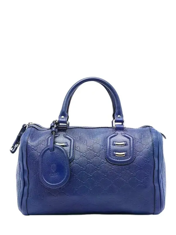 Gucci Medium Sima Techno Tag Boston Bag - Blue