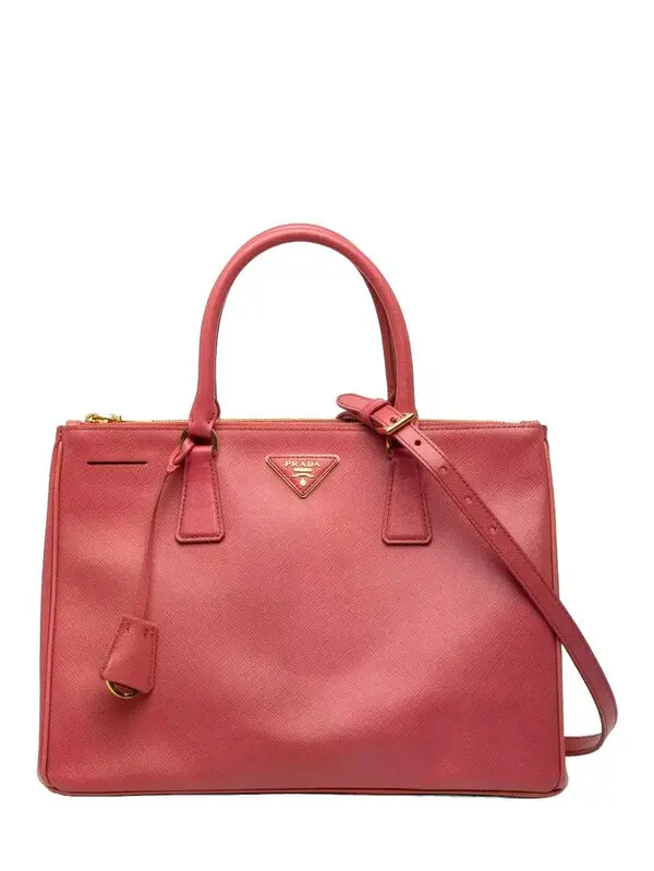Prada Medium Saffiano Lux Galleria Double Zip Satchel - Pink