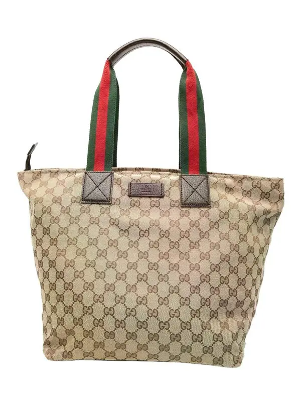 Gucci Gg Canvas Web Tote Bag - Brown