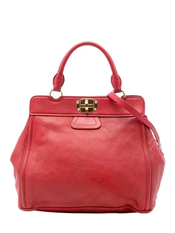 Miu Miu Nappa Turn Lock Frame Top Handle Satchel - Red