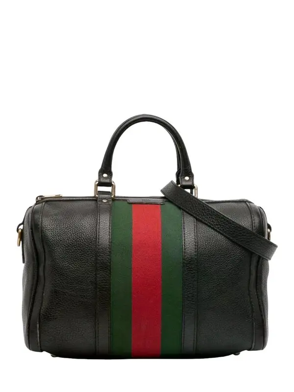 Gucci Calfskin Web Joy Boston Satchel - Black