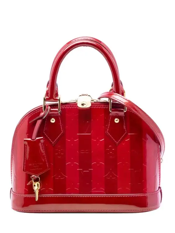 LOUIS VUITTON 2012 Monogram Vernis Rayures Alma Bb Satchel - Red