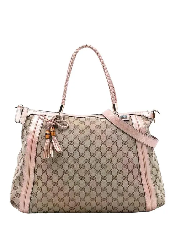 Gucci Gg Canvas Bella Convertible Tote Satchel - Brown