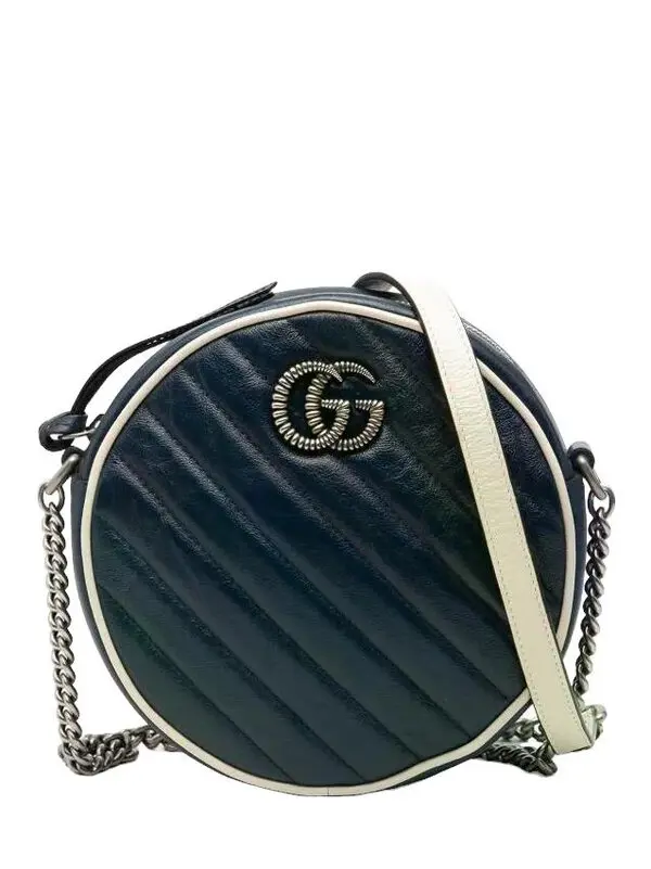 Gucci Mini Gg Marmont Matelasse Leather Torchon Round Crossbody Bag - Blue