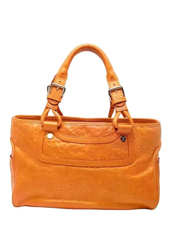 Celine 2000-2020 Spiraling Macadam Embossed Leather Boogie Handbag - Orange