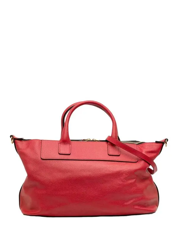 Marni Leather Top Handle Zip Satchel - Red