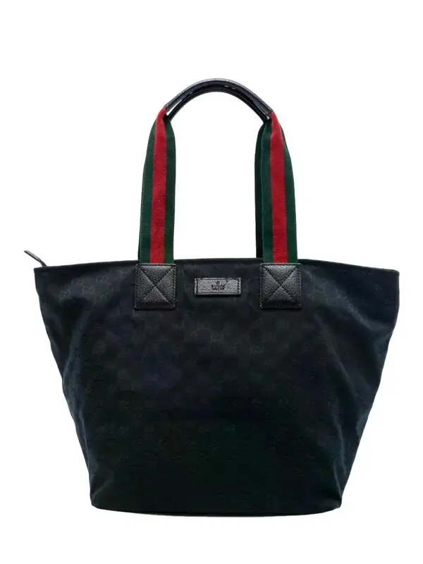 Gucci Gg Canvas Web Tote Bag - Black