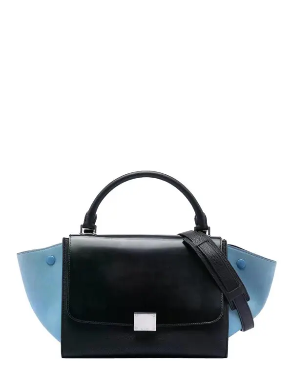Celine 2016 Small Bicolor Leather Trapeze Satchel - Blue