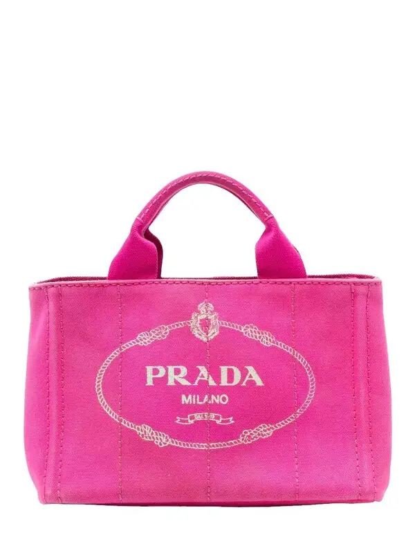 Prada Small Canapa Logo Satchel - Pink