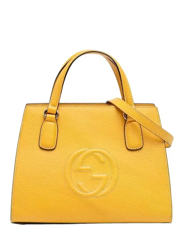 Gucci Medium Leather Soho Convertible Tote Satchel - Yellow