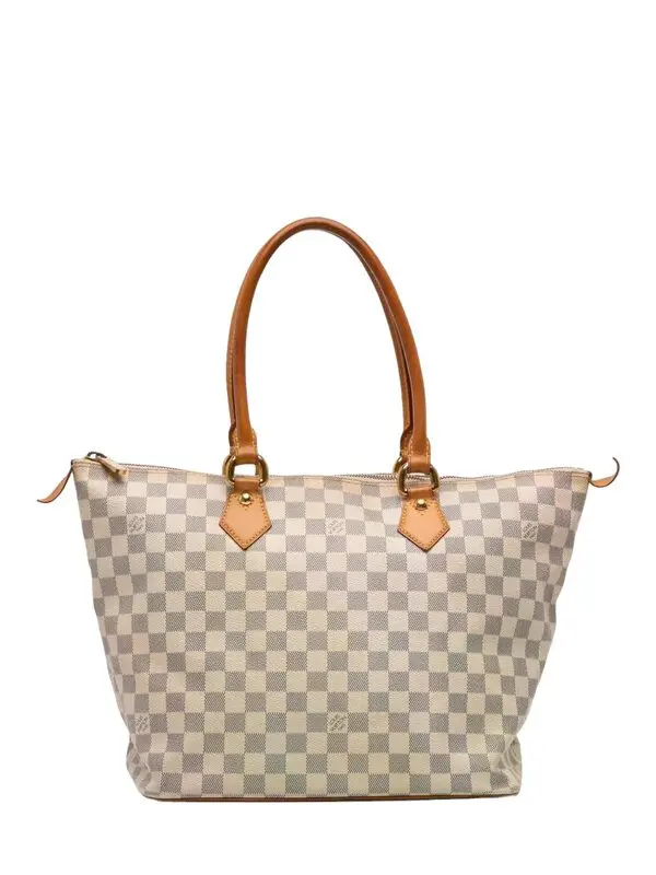 LOUIS VUITTON 2008 Damier Azur Saleya Mm Tote Bag - White