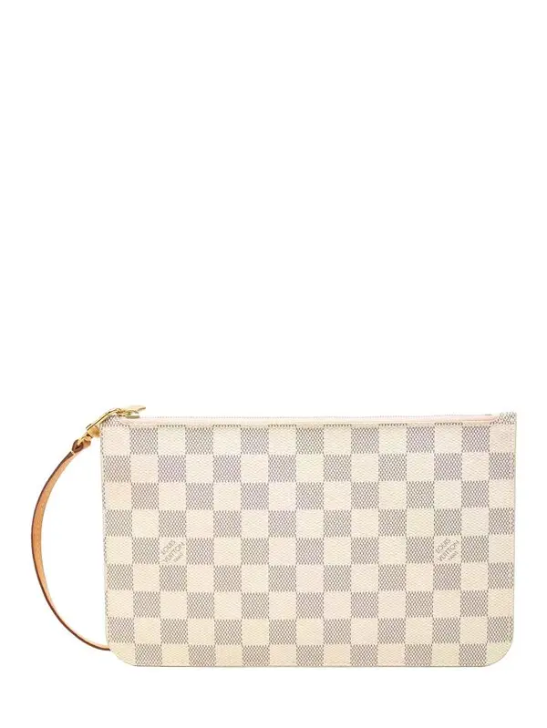 LOUIS VUITTON 2016 Damier Azur Neverfull Mm Pouch - White