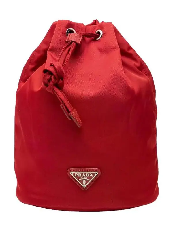 Prada 2000-2013 Tessuto Drawstring Pouch - Red