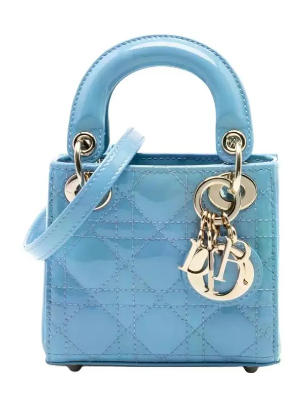 Dior 2021 Micro Cannage Lady Satchel - Blue