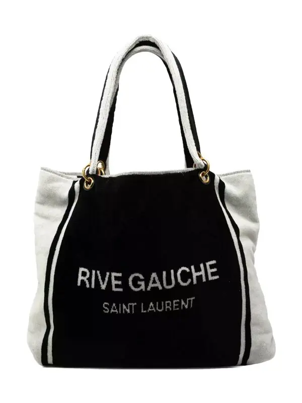 Saint Laurent 2000-2026 Terry Cloth Rive Gauche Tote Bag - Black